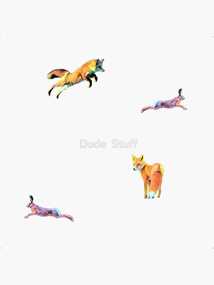 "Fox Chasing a Rabbit" Sticker for Sale by VsTheInternet | Redbubble