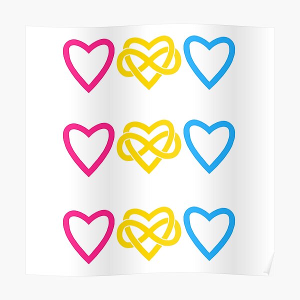 "Pansexual Polyamory Infinity Hearts (white - horizontal)" Poster for ...