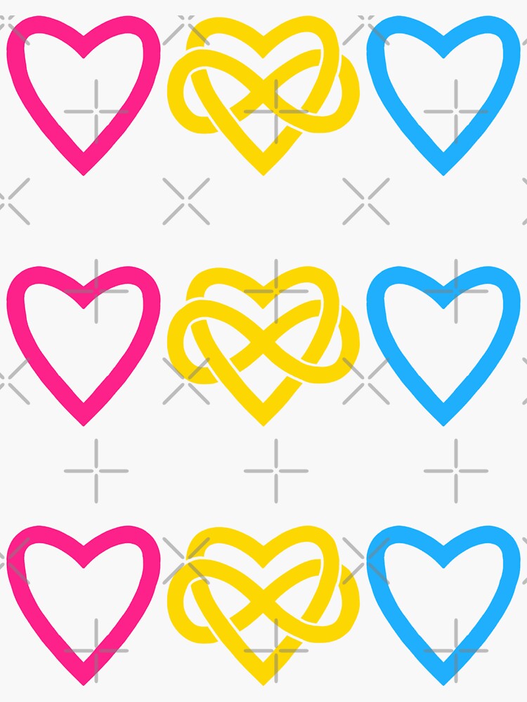 "Pansexual Polyamory Infinity Hearts (black - horizontal)" Sticker for ...