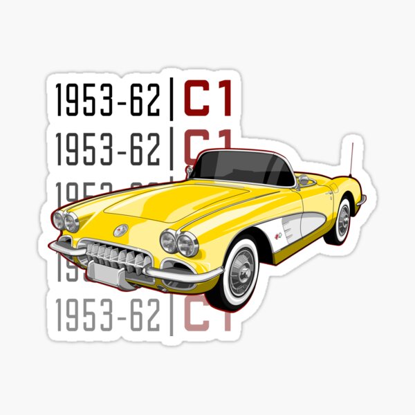 "CORVETTE C1 - CHEVROLET - CLASSIC - YELLOW" Sticker for Sale by Car ...