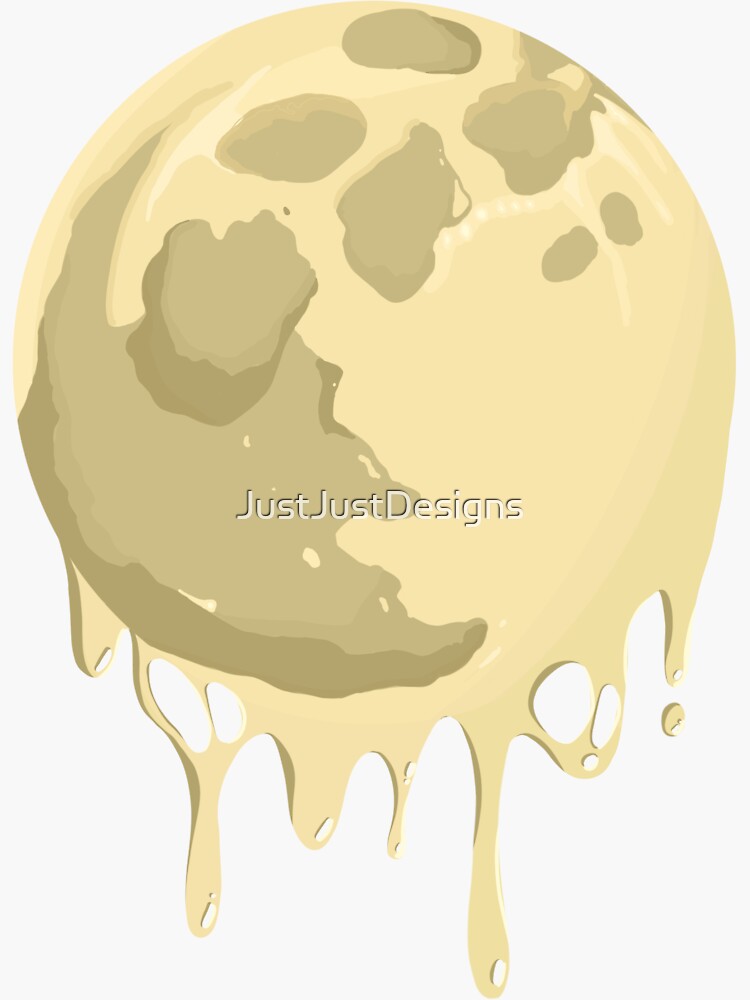 "Yellow Melting Full Moon" Sticker for Sale by JustJustDesigns | Redbubble