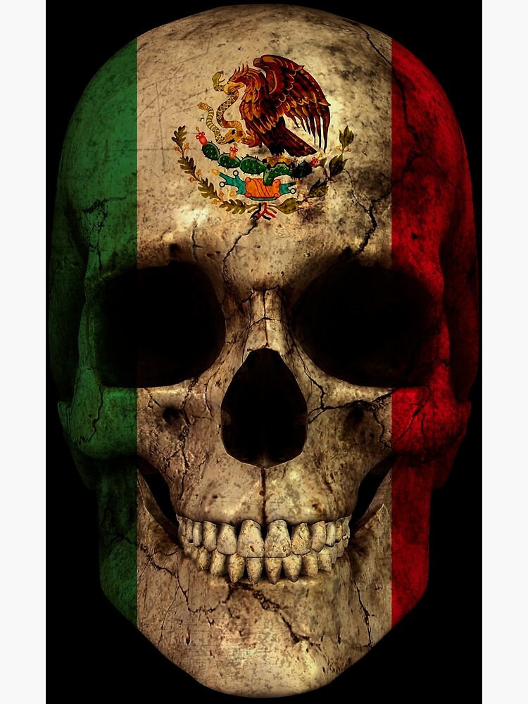 "Skull with Mexico Flag Skeleton Mexican Roots " Poster for Sale by ...