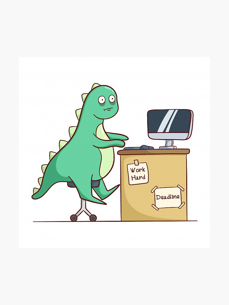 "Working Dino Meme" Sticker for Sale by Jacobboswell | Redbubble