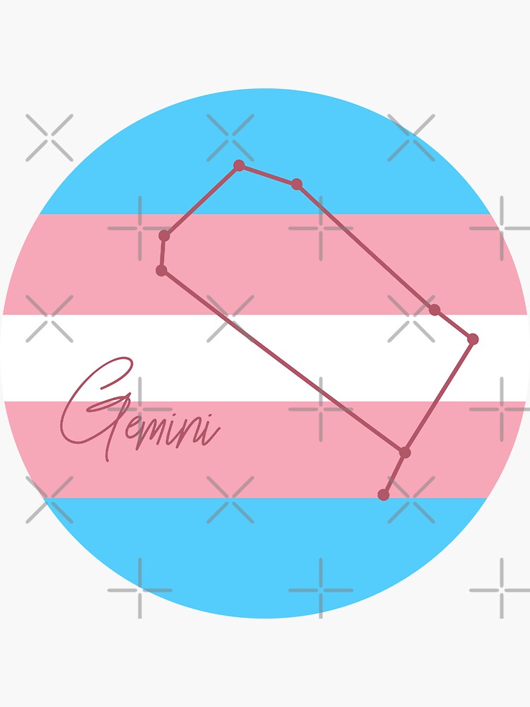 "Gemini Zodiac Sign With Trans Pride Colours" Sticker by tinyteacups ...