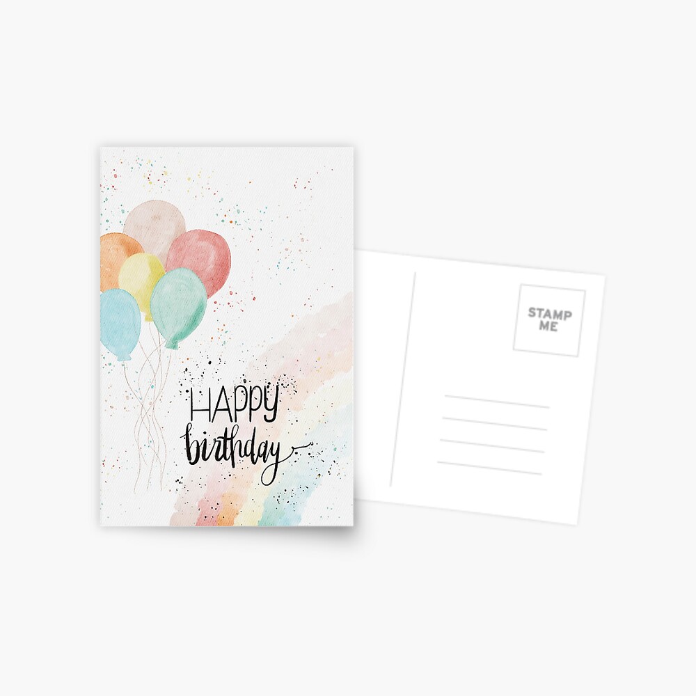 "Watercolor Balloons Happy Birthday Card" Greeting Card for Sale by ...