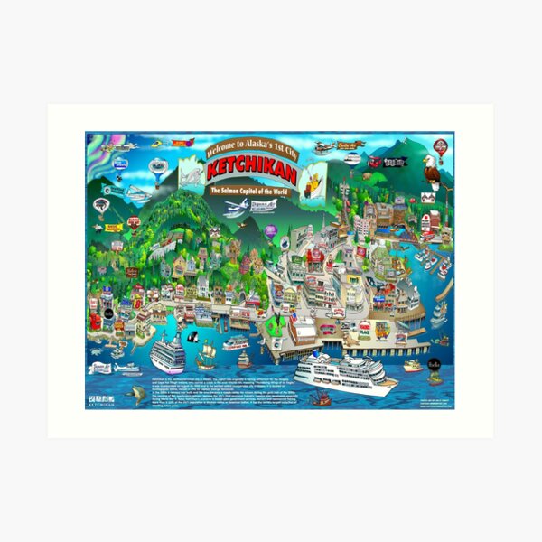 "Ketchikan Alaska Map" Art Print for Sale by Jonhanley1960 | Redbubble