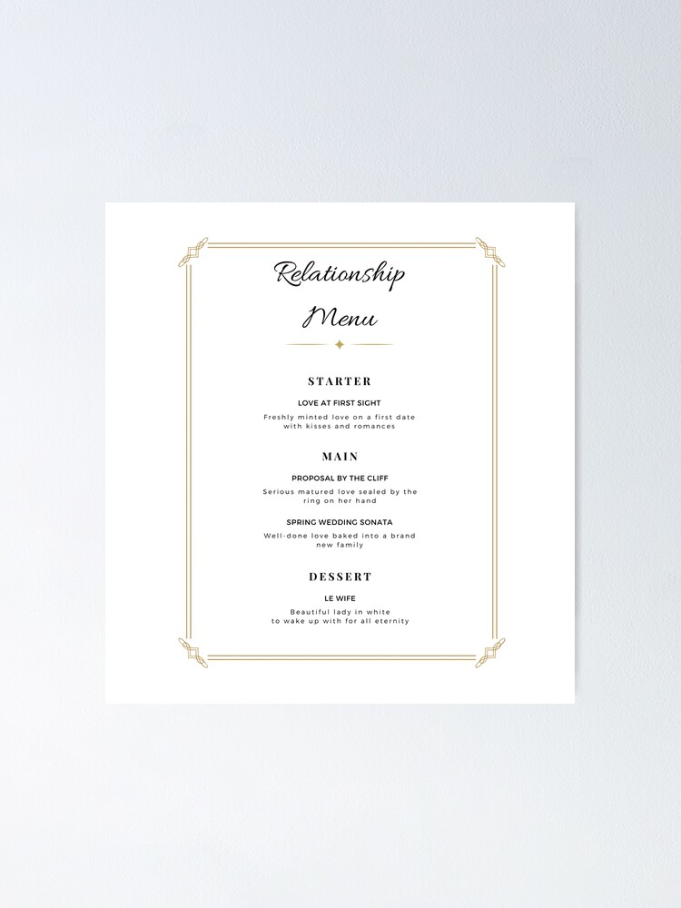 "His Relationship Menu" Poster by HeaxenHex | Redbubble