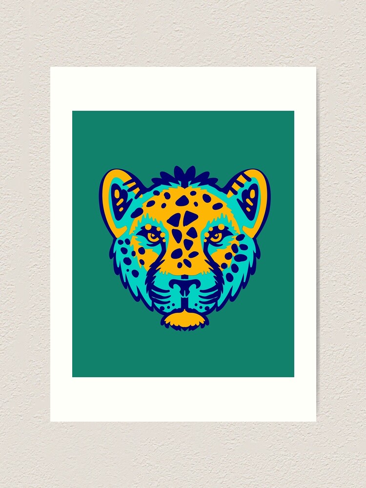 "Lion face, turquoise, blue digital art" Art Print for Sale by ...