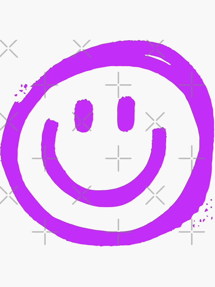 "Purple Happy Face" Sticker by BlackWhiteTs | Redbubble