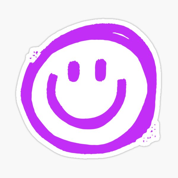 "Purple Happy Face" Sticker by BlackWhiteTs | Redbubble