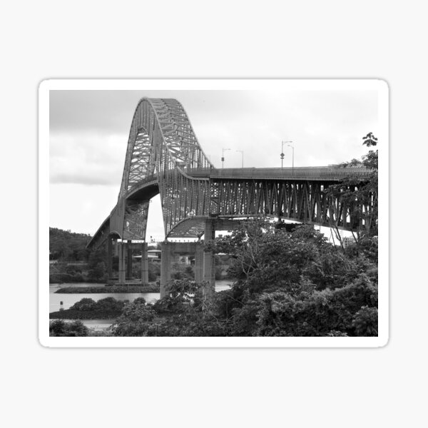 "Bridge of the Americas - Black & White" Sticker for Sale by ...