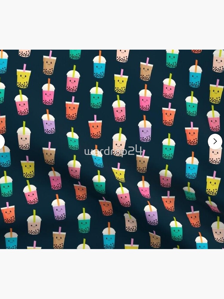 "Boba Tea Fabric - Boba Kawaii Cute Food Bubble Tea Food Navy" Art ...