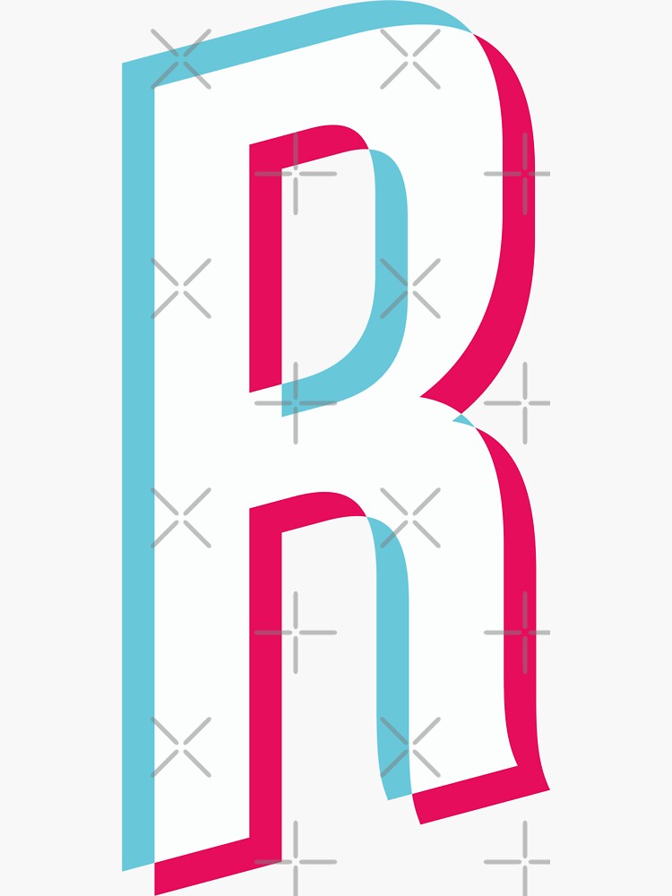 "Letter R Tik Tok Style Glitch Effect Blue White Red" Sticker by ...