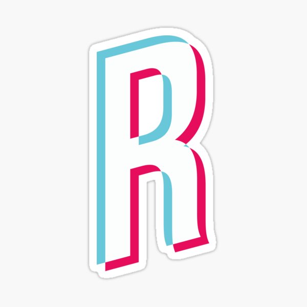 "Letter R Tik Tok Style Glitch Effect Blue White Red" Sticker by ...