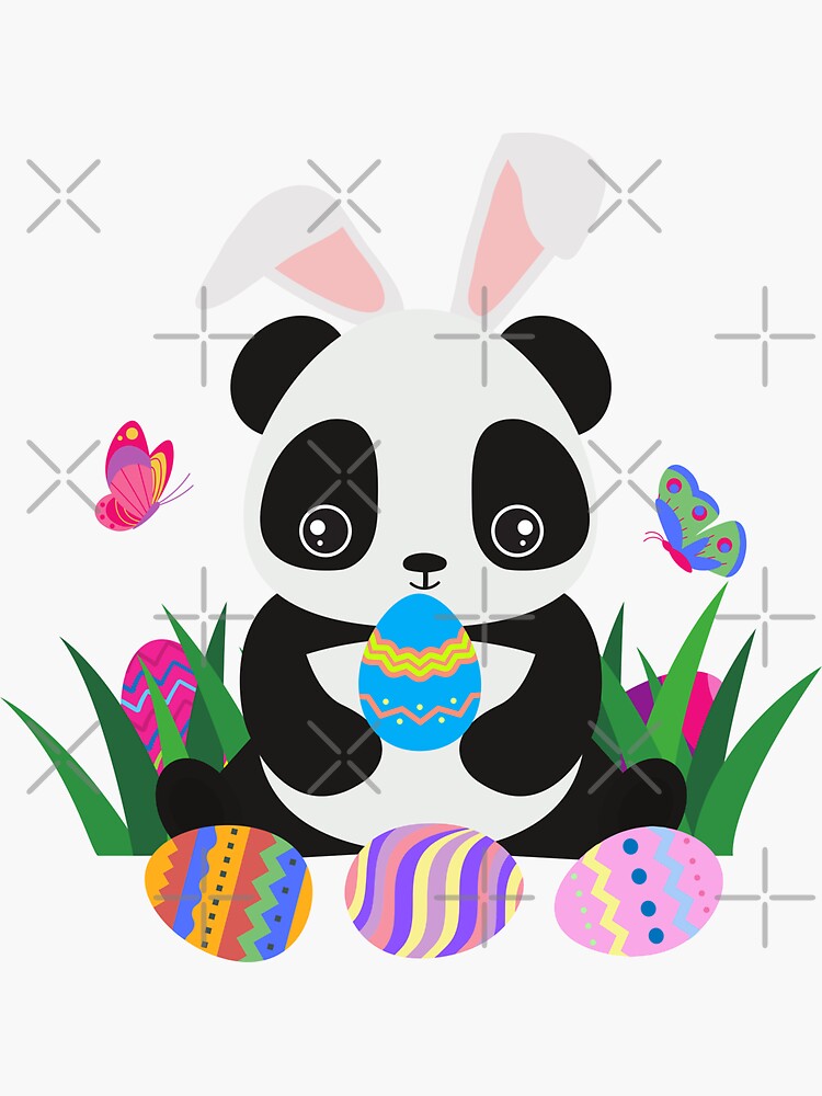"Happy Easter Panda Bunny Egg Kids Gift" Sticker for Sale by ...