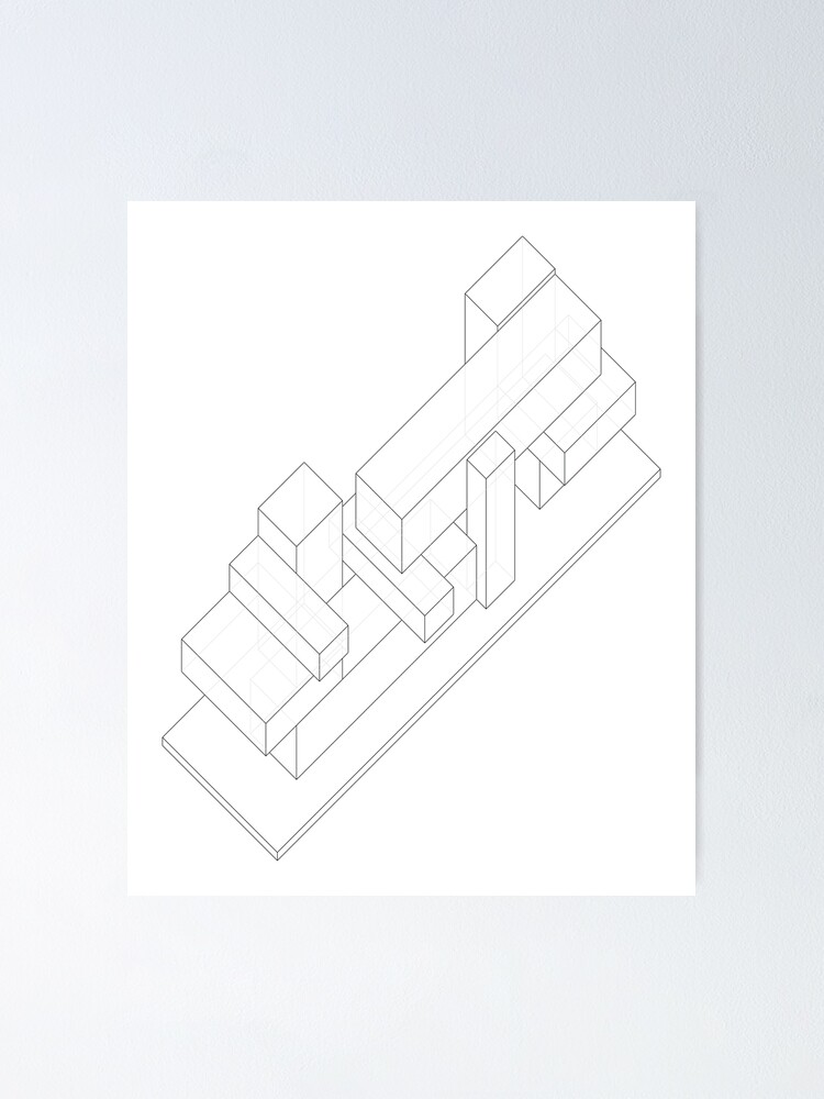 "Wireframe Axonometric Drawing" Poster for Sale by Arkneer | Redbubble