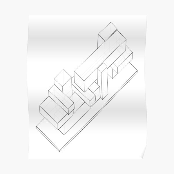 "Wireframe Axonometric Drawing" Poster for Sale by Arkneer | Redbubble