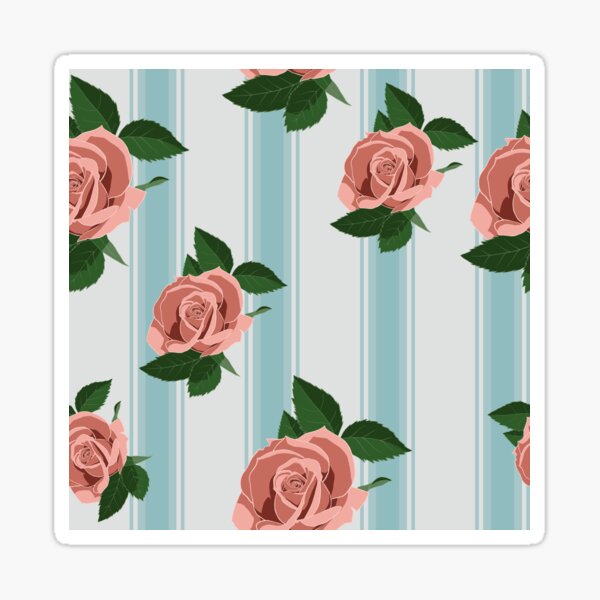 "Roses in light blue stripes" Sticker for Sale by MadameCat-Art | Redbubble