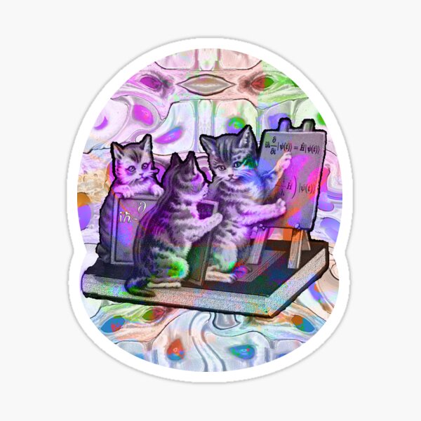 "Schrödinger and studying cats" Sticker for Sale by GePadeSign | Redbubble