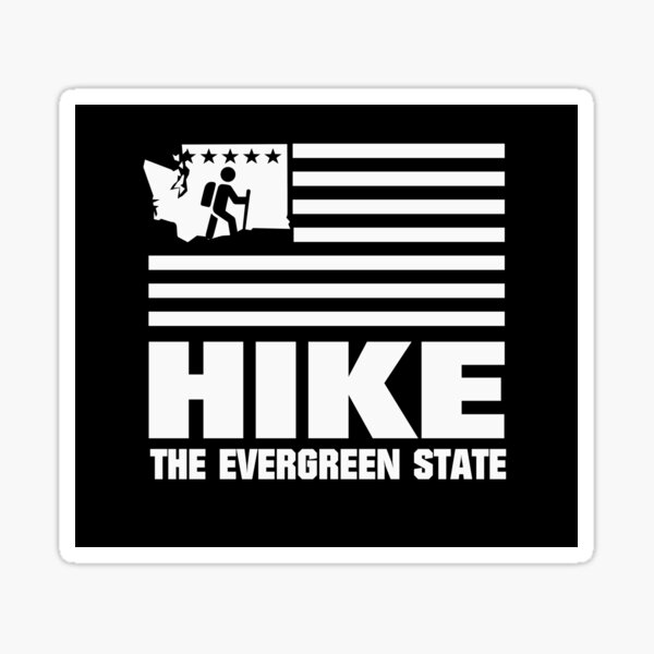 "Hike The evergreen state" Sticker by MOAOUN | Redbubble