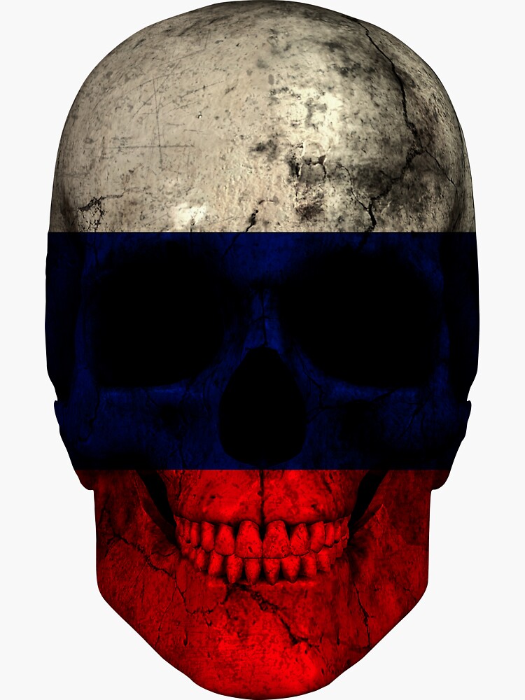 "Skull with Russia Flag Skeleton russian Roots " Sticker for Sale by ...