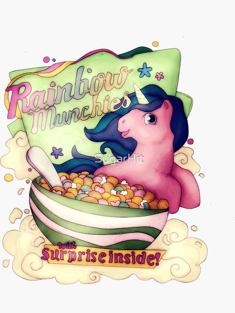 "Rainbow Munchies! - Unicorn Cereal" Sticker for Sale by SugarHit ...