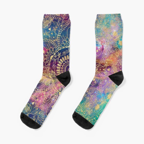 "Gold Mandala Watercolor Colorful Nebula" Socks for Sale by InovArtS ...