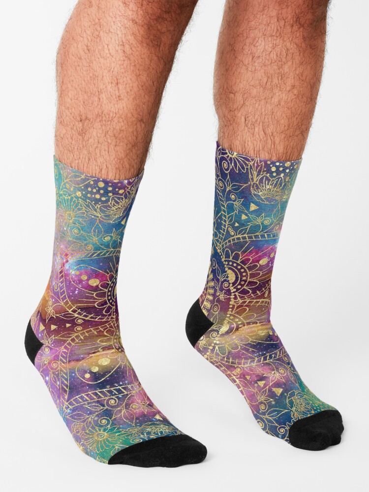 "Gold Mandala Watercolor Colorful Nebula" Socks for Sale by InovArtS ...