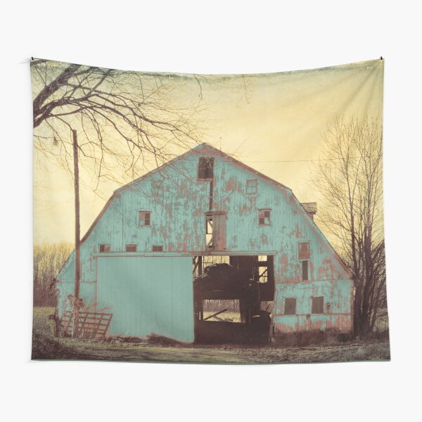 "Rustic Teal Barn Modern Country Cottage Chic Farmhouse A454" Tapestry ...
