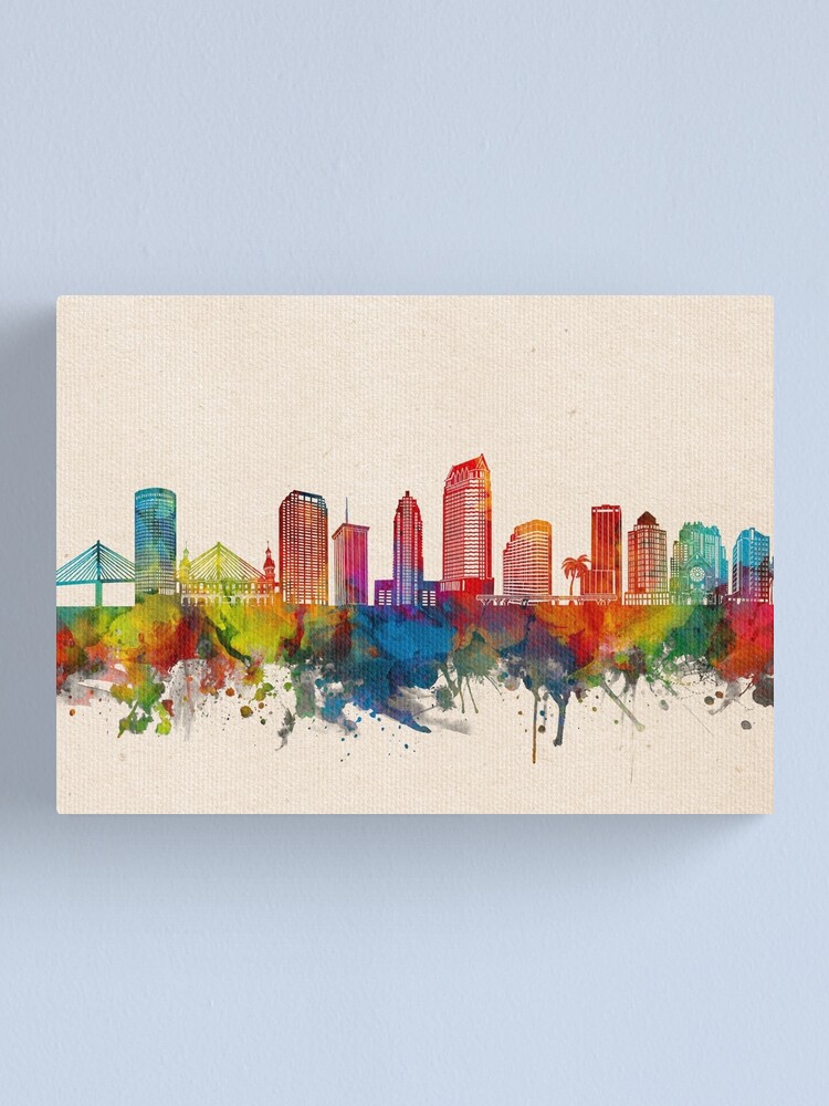 "tampa skyline watercolor 2" Canvas Print for Sale by BekimART2 | Redbubble