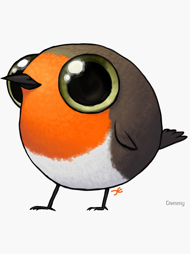 "Cute Fat Robin" Sticker by Demmy | Redbubble