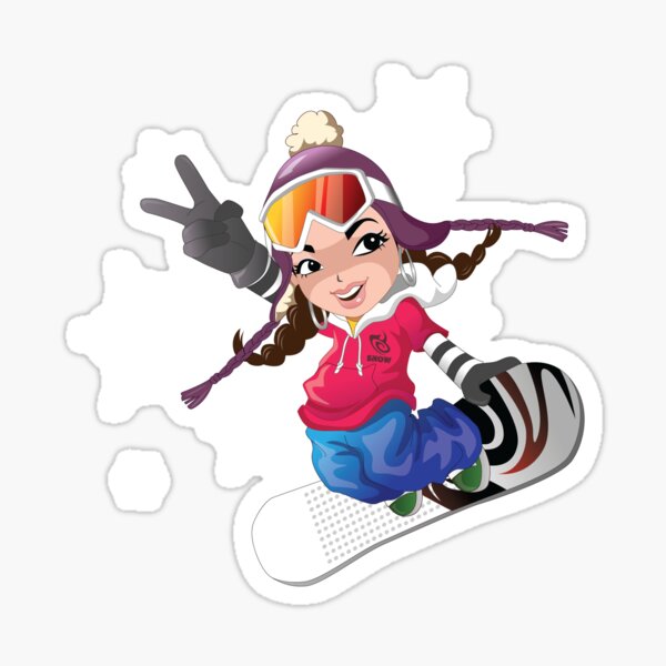 "Girl snow boarding" Sticker for Sale by lovingangela | Redbubble