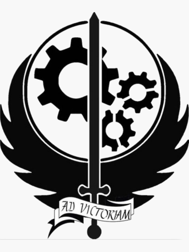 "Brotherhood of Steel Ad Victoriam" Sticker for Sale by TheRailroad ...