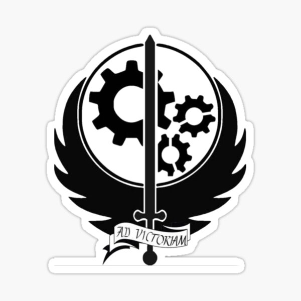 "Brotherhood of Steel Ad Victoriam" Sticker for Sale by TheRailroad ...