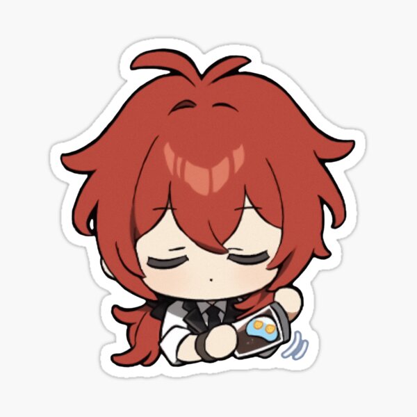 "Diluc | Genshin Impact Sticker "Shake"" Sticker for Sale by ...