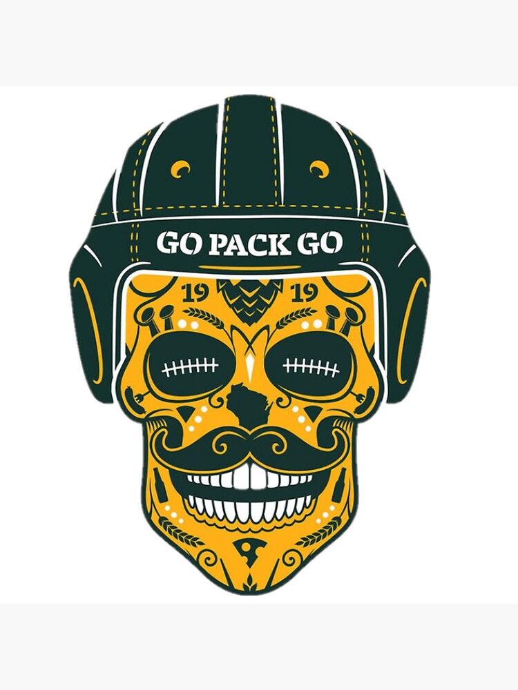 "Go Pack Go Skull Cheese head" Sticker for Sale by Klonestar1990 ...