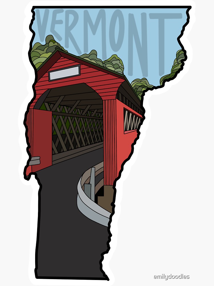 "Vermont-Covered Bridges" Sticker for Sale by emilydoodles | Redbubble