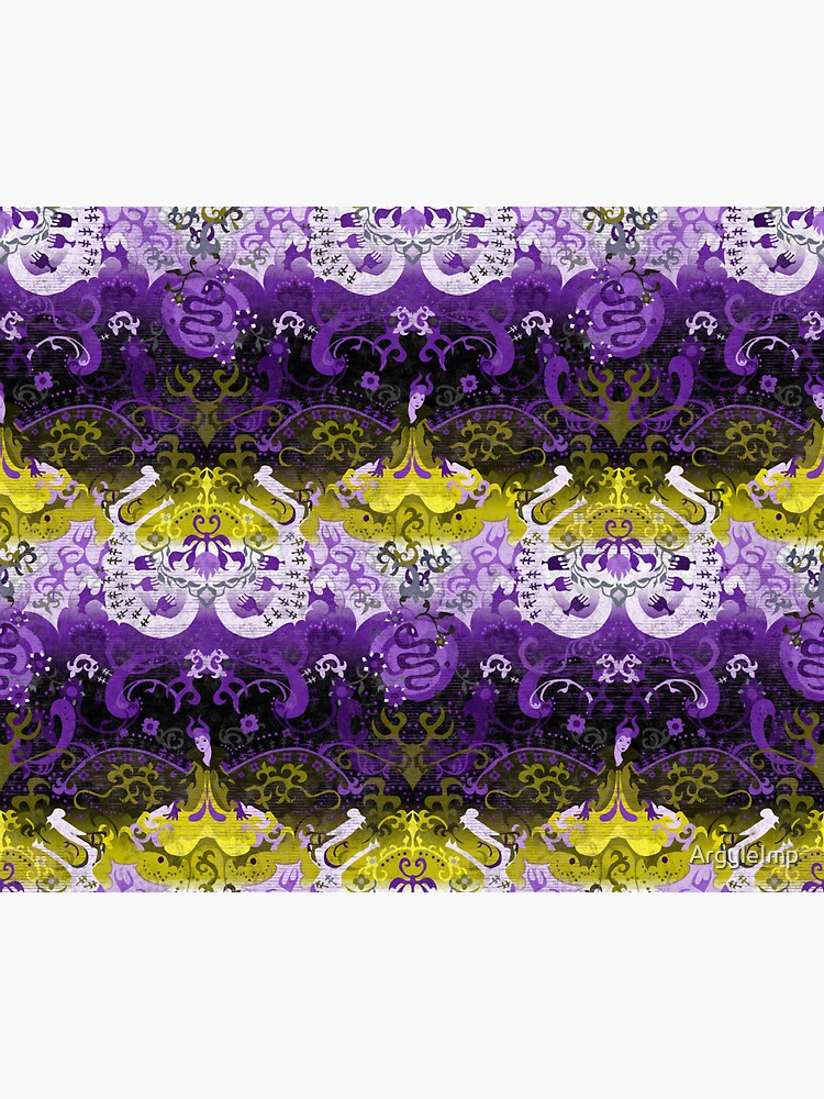 "Non-binary Dragon Damask -- NonBinary Pride Flag Colors" Sticker by ArgyleImp | Redbubble