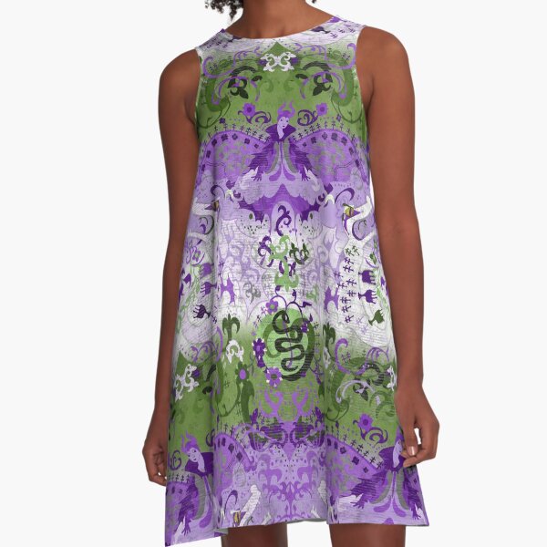 "Genderqueer Dragon Damask -- Genderqueer Pride Flag Colors" A-Line ...