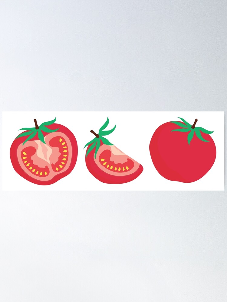 "3 Tomatoes, whole tomato, half sliced, quarter sliced" Poster for Sale ...