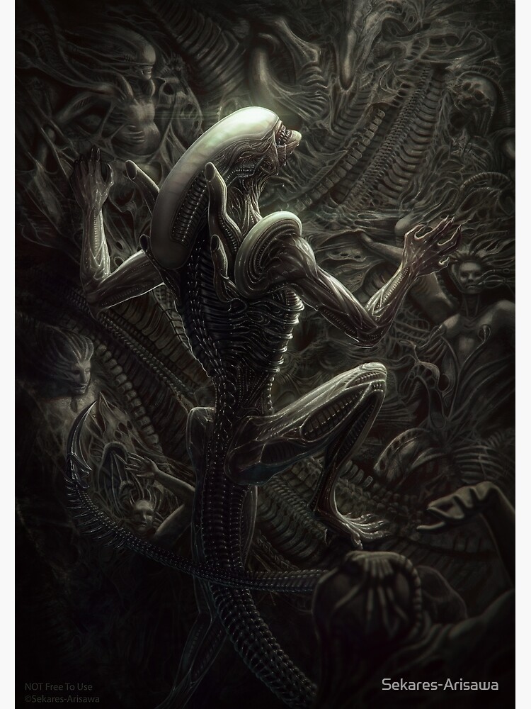 White Xenomorph Premium Matte Vertical Poster