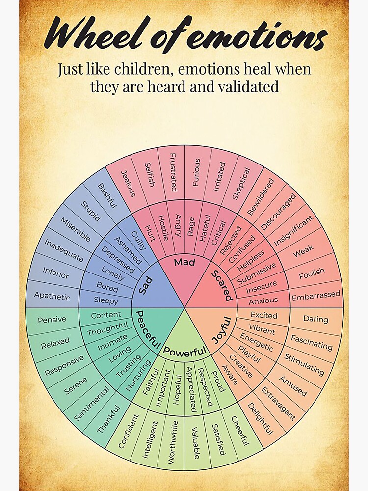 "Social Worker Wheel Of Emotions" Sticker by Cooper73 | Redbubble