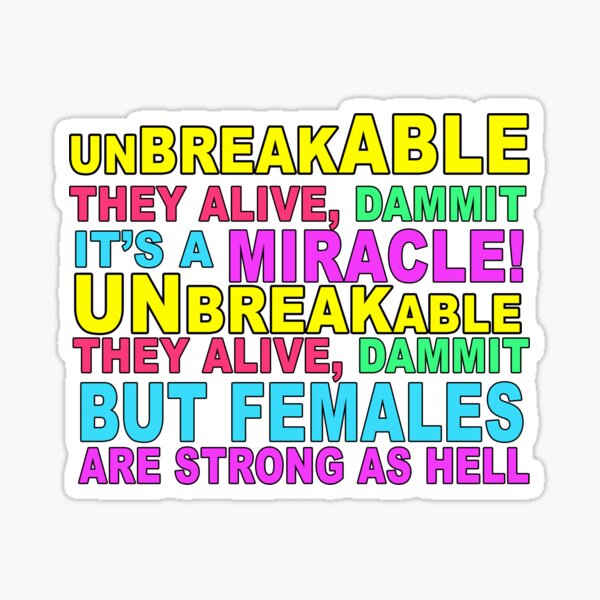 "Unbreakable Kimmy Schmidt Lyrics" Sticker for Sale by amzyydoodles ...
