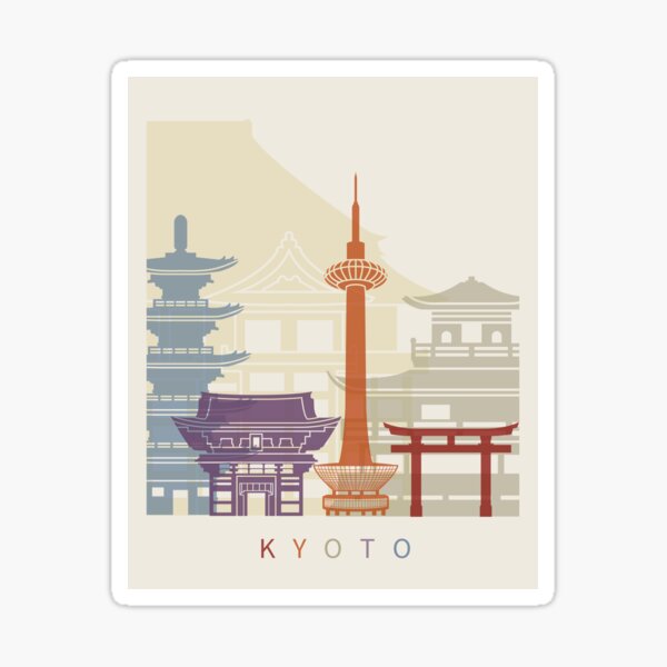 "kyoto skyline poster" Sticker by paulrommer | Redbubble