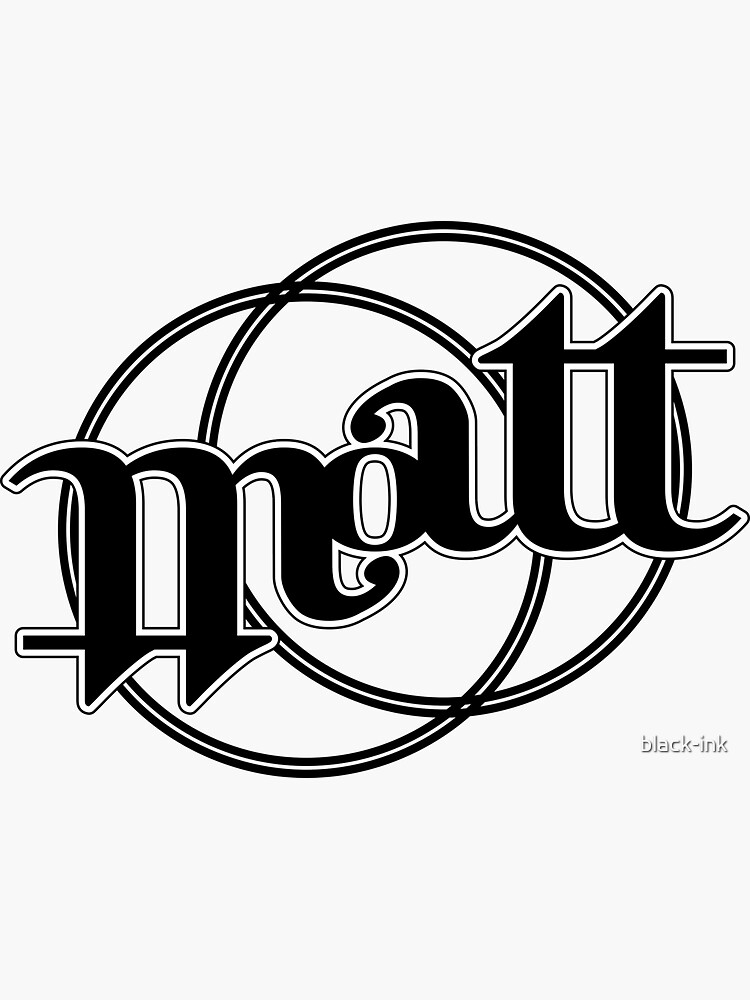 "Matt ambigram" Sticker by black-ink | Redbubble