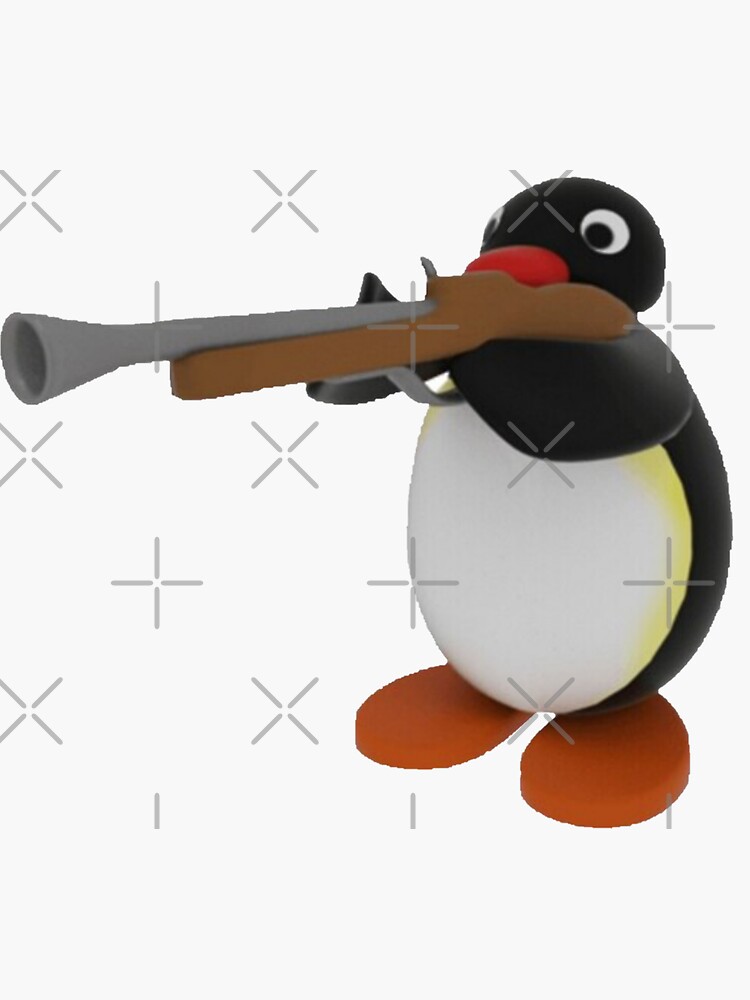 "Angry Pingu Rifle Gun Cute funny Official Merch" Sticker for Sale by ...