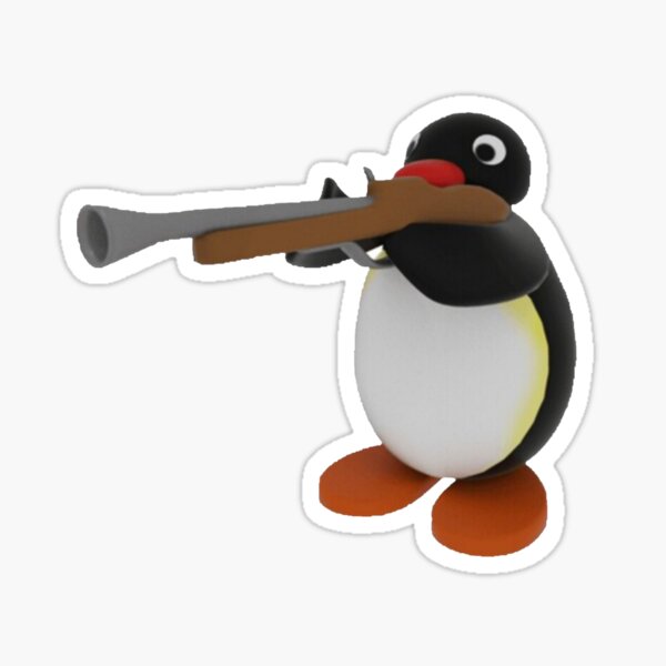 "Angry Pingu Rifle Gun Cute funny Official Merch" Sticker for Sale by ...