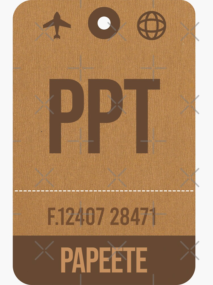 "Papeete, Tahiti (PPT),French Polynesia-Vintage Airport Luggage Tag ...