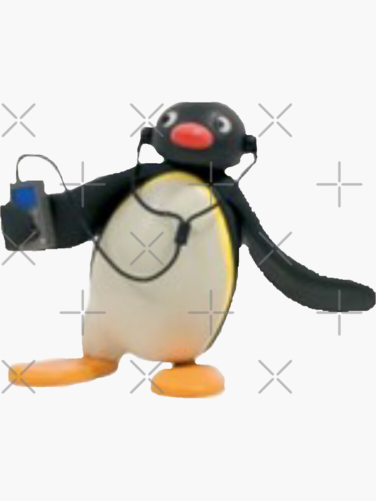 " Angry Pingu music radio headphones Cute funny Official Merch" Sticker ...