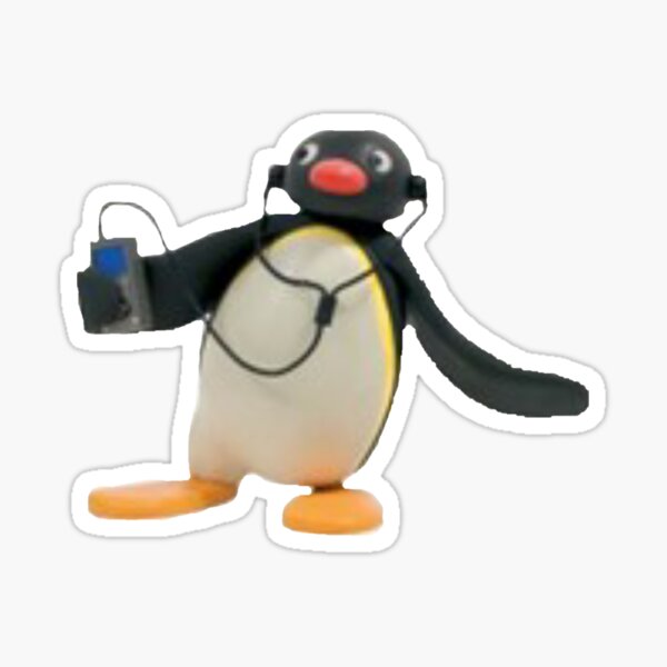 " Angry Pingu music radio headphones Cute funny Official Merch" Sticker ...